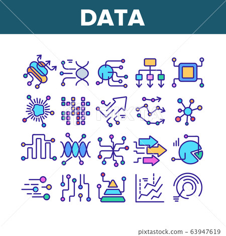 Data Analysis Analytic Collection Icons Set Vector - Stock Illustration ...