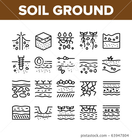Soil Ground Research Collection Icons Set Vector - Stock Illustration ...