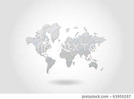 Vector polygonal world map. Low poly design. map - Stock Illustration ...