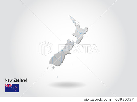 Vector polygonal New Zealand map. Low poly design. - Stock Illustration ...