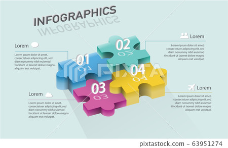 Modern infographic template with 3D jigsaw puzzle - Stock Illustration ...