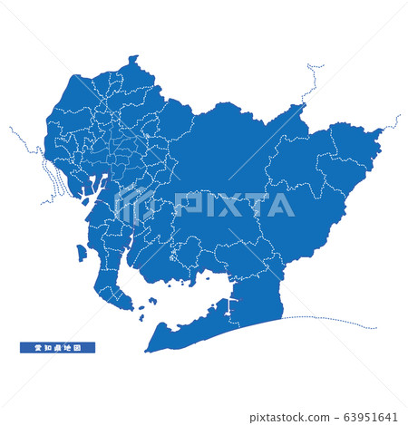Aichi Prefecture Map Simple Blue City - Stock Illustration [63951641 ...