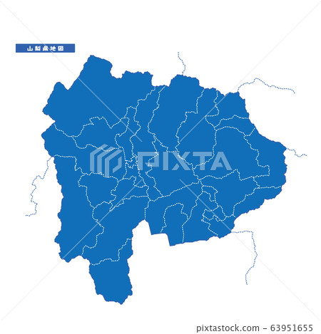 Yamanashi Prefecture Map Simple Blue - Stock Illustration [63951655 ...