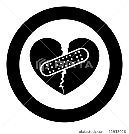 Heart with patch connecting two halves icon in - Stock Illustration ...