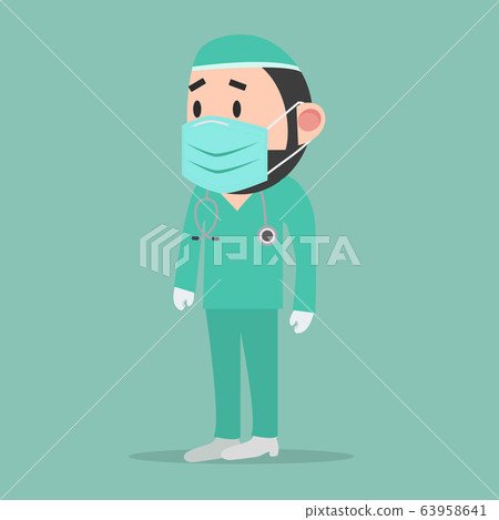 doctor wearing Medical mask cartoon vector - Stock Illustration ...
