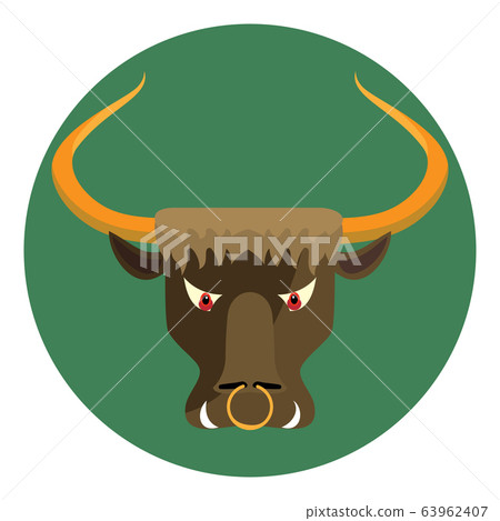 Cartoon angry bull in Circle icons Design - Stock Illustration ...