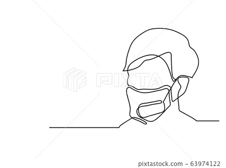 One continuous line drawing medical face mask.... - Stock Illustration ...