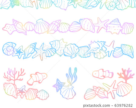 Sea motif horizontal line & frame set (gradient) - Stock Illustration ...