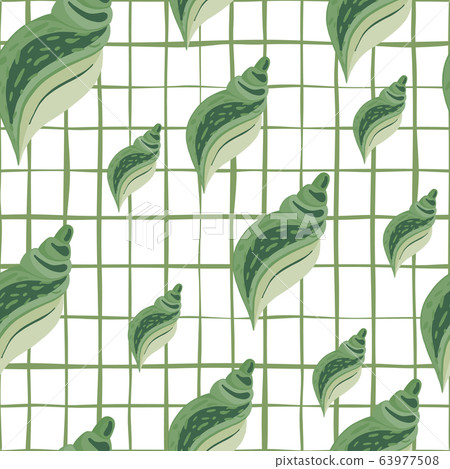 Green seashells seamless pattern on stripes - Stock Illustration ...