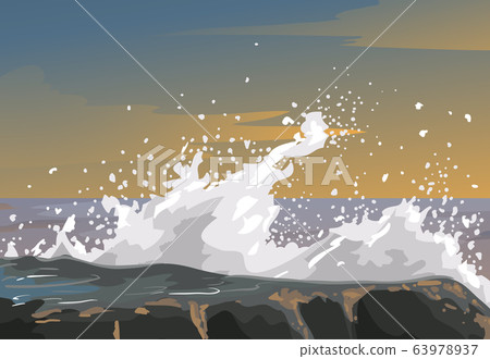 Metaphor Rough Emotion Wave On Rocks Illustration - Stock Illustration ...