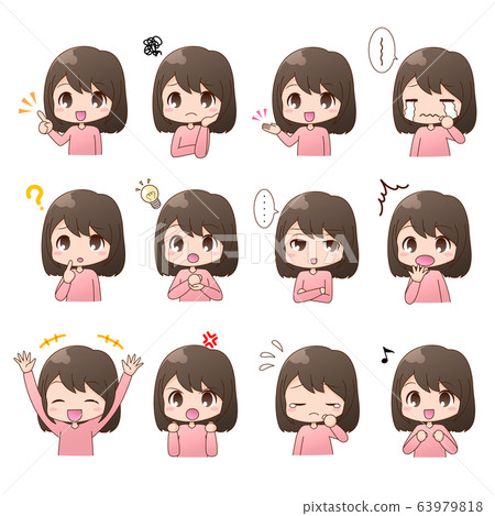 Illustration set by female expression - Stock Illustration [63979818 ...