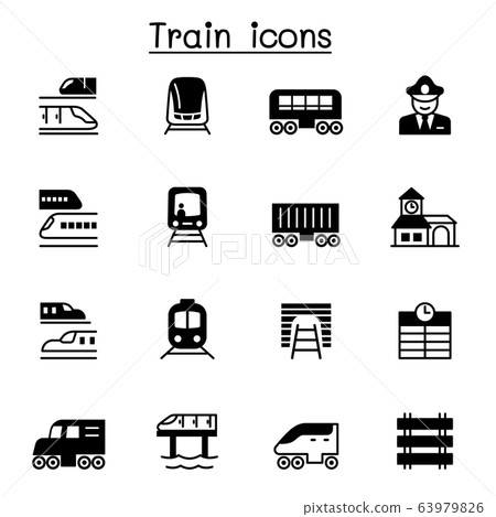 Train icons set vector illustration graphic design-插圖素材 [63979826 ...