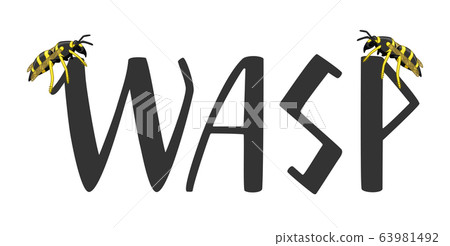 Wasp lettering with two little wasps decoration - Stock Illustration ...