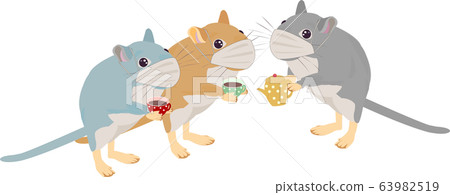 Mouse tea party with a mask - Stock Illustration [63982519] - PIXTA