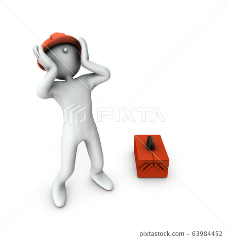 Engineer worried holding his head - Stock Illustration [63984452] - PIXTA