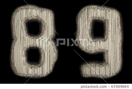 Set of numbers 8 and 9 made of industrial metal 3D - Stock Illustration ...