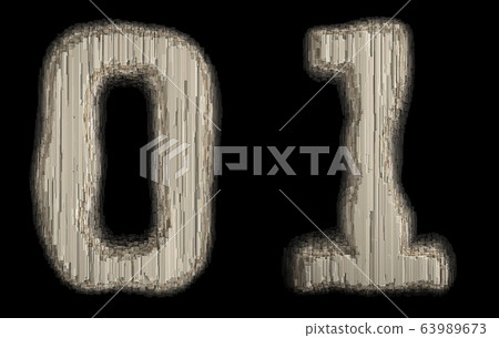 Set of numbers 0 and 1 made of industrial metal 3D - Stock Illustration ...
