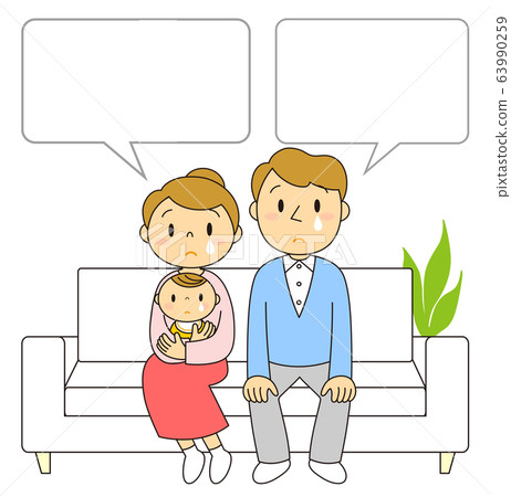 Illustration of a family of three crying on the... - Stock Illustration ...