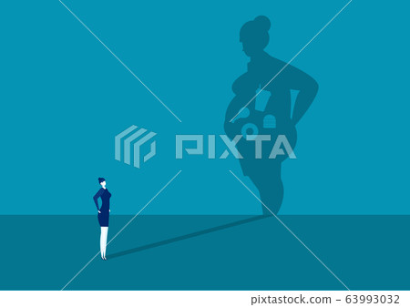 business woman slim with Big shadow fat body ,... - Stock Illustration ...