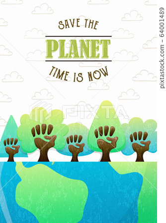 Save the planet card for earth day teamwork - Stock Illustration ...