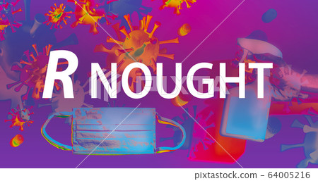 R Nought theme with face mask and spray bottle - Stock Illustration ...