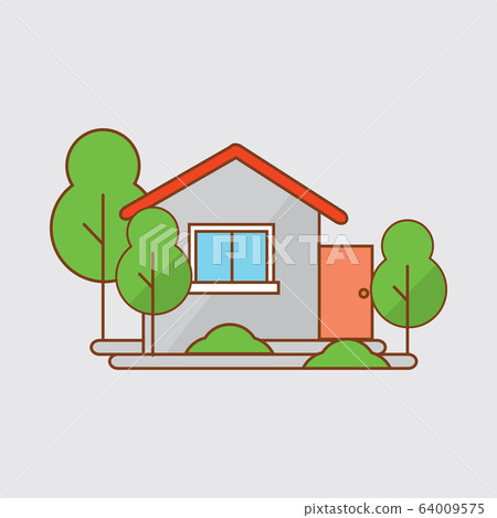 Colorful Cottage Flat Design Residential Houses... - Stock Illustration ...