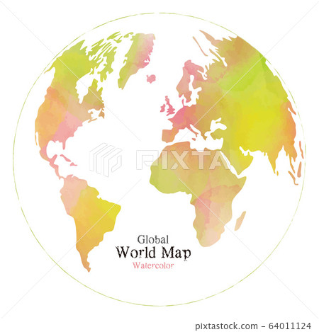 Fashionable world map in watercolor style, earth - Stock Illustration ...