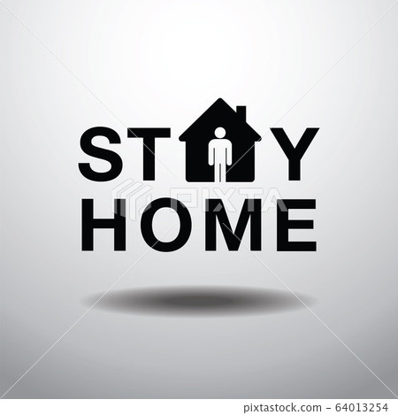 Stay Home Sign Icon, Protection Covid-19 Virus, - Stock Illustration ...