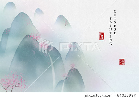 Chinese ink painting art background elegant... - Stock Illustration ...