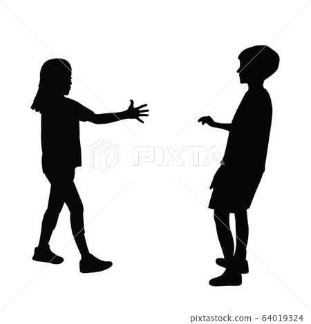 children making chat, silhouette vector - Stock Illustration [64019324 ...