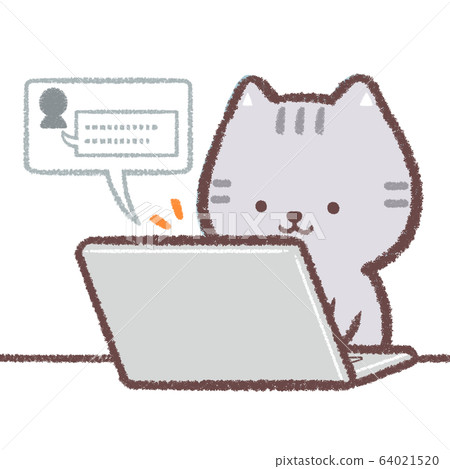 Telework cat - Stock Illustration [64021520] - PIXTA