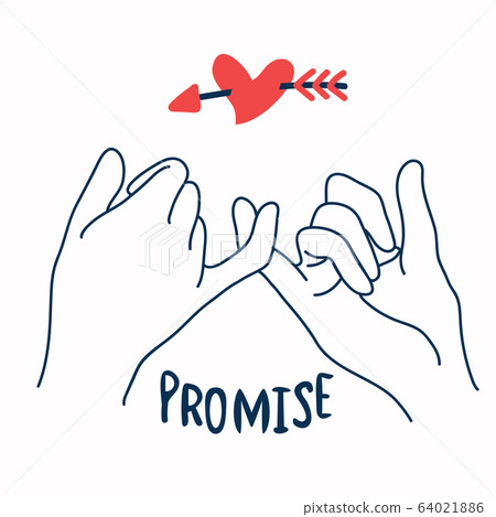 Promise outline vector with red heart in arrow - Stock Illustration ...