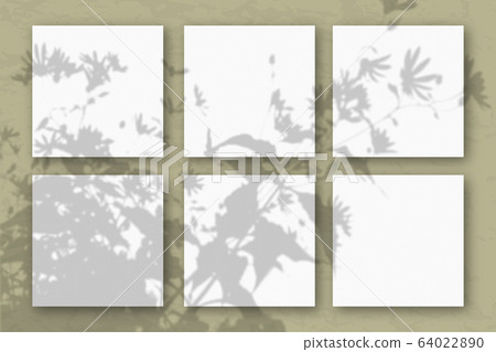 6 square sheets of white textured paper against a - Stock Illustration ...