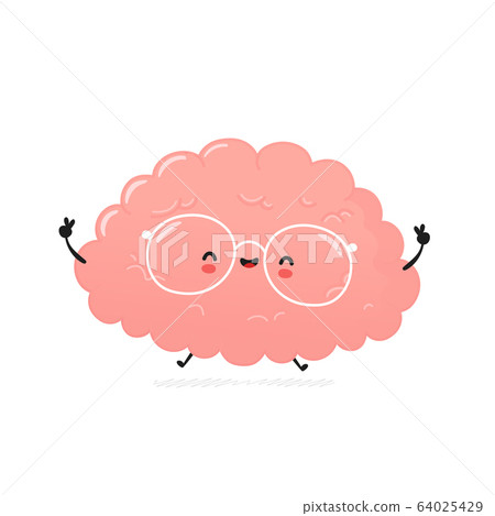 Cute happy human brain. Vector - Stock Illustration [64025429] - PIXTA