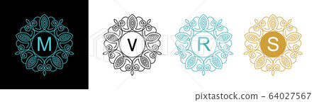Set Elegant floral monogram template Design.... - Stock Illustration ...