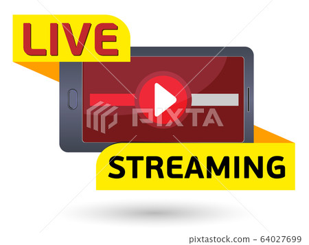 Vector illustration Live streaming red button.... - Stock Illustration ...