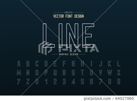 Line font and alphabet vector, Typeface and... - Stock Illustration ...