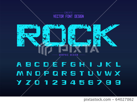 Vintage font and bold alphabet vector, Blue... - Stock Illustration ...