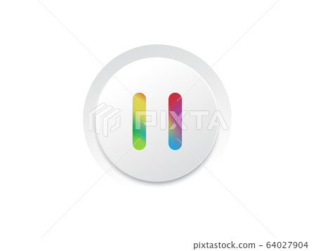 Music player pause rainbow gradient icon button - Stock Illustration [64027904] - PIXTA