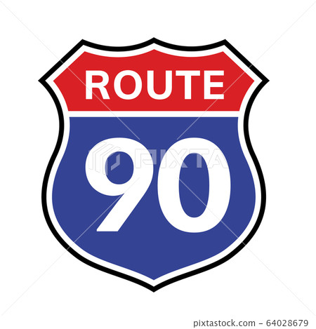 90 route sign icon. Vector road 90 highway... - Stock Illustration ...