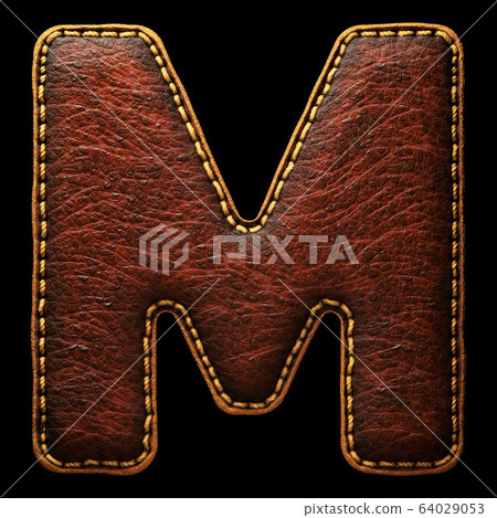 Leather letter M uppercase. 3D render font with... - Stock Illustration ...