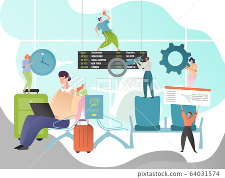 Airport check in vector illustration, person... - Stock Illustration ...