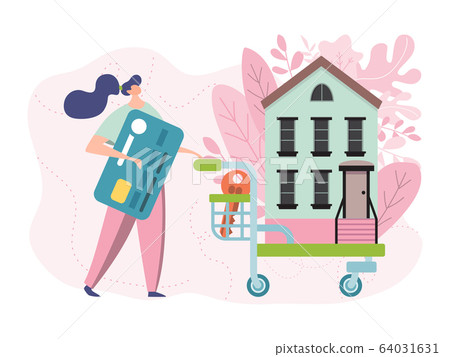 Buy new home vector illustration, flat tiny... - Stock Illustration ...