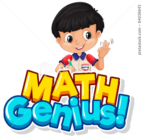 Font design for word math genius with cute boy - Stock Illustration ...