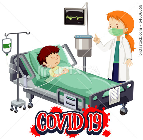 Poster design for coronavirus theme with sick boy - Stock Illustration ...