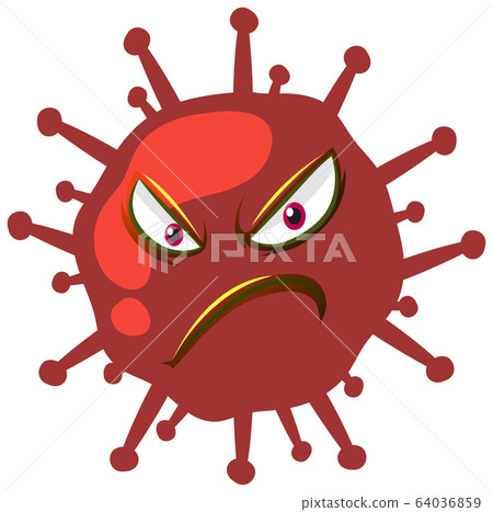 Single virus cell with scary face on white - Stock Illustration ...