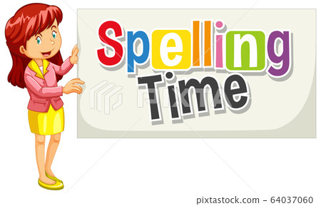Font design for word spelling time with woman - Stock Illustration ...