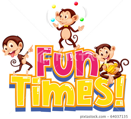 Sticker design for word fun times with cute - Stock Illustration ...