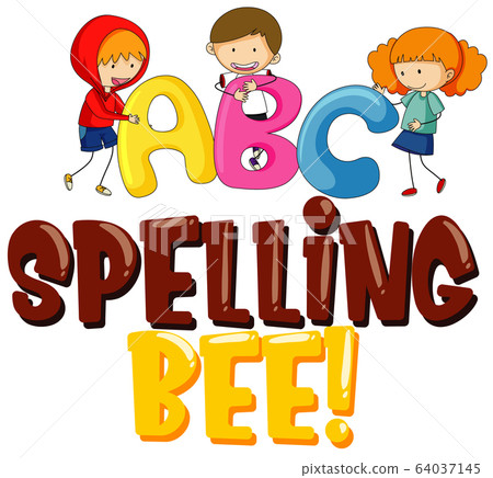 Font design for word spelling time with happy kids - Stock Illustration ...