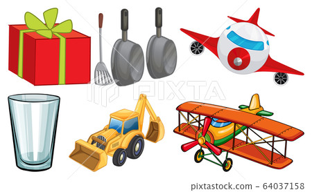 Large set of different items on white background - Stock Illustration ...